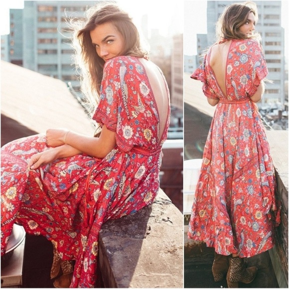 Spell | Dresses | Spell Designs Lovebird Half Moon Gown Rose Red Small ...